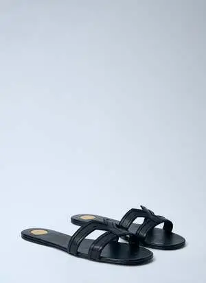 Saint Laurent Mabrouka Leather Sandals - Black