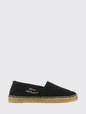 Saint Laurent Classic Espadrilles In Linen And Cotton Canvas With Embroidered Logo - Black