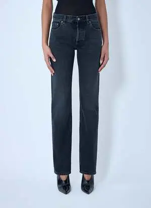 Saint Laurent Straight High Rise Jeans - Black