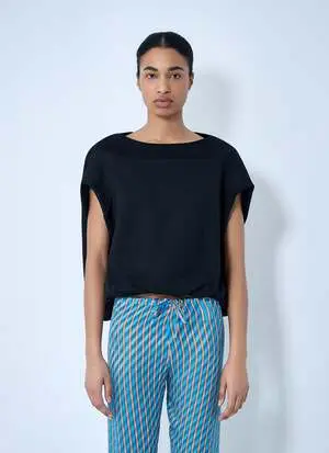 Dries Van Noten Draped Sleeve Top - Black