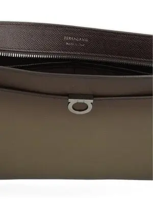 FERRAGAMO Gancini Pouch - Brown