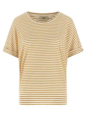 Herno Striped Lyocell And Cotton Blend T-shirt - Yellow