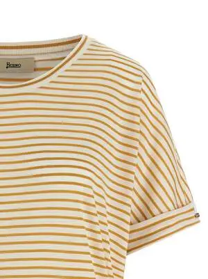 Herno Striped Lyocell And Cotton Blend T-shirt - Yellow