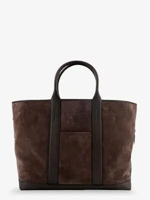 TOM FORD Suede Shopping Bag With Logo Engraved On The Bottom - Brown