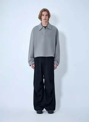 RIER Oversized Polo Knit Jumper - Gray