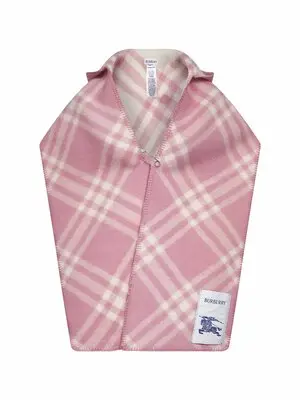 Burberry Pink Check Wool Hooded Scarf - Multicolor