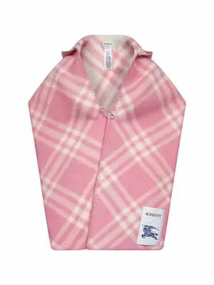 Burberry Pink Check Wool Hooded Scarf - Multicolor