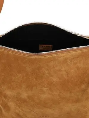 Loewe Medium Hobo Loop Bag In Suede - Cream