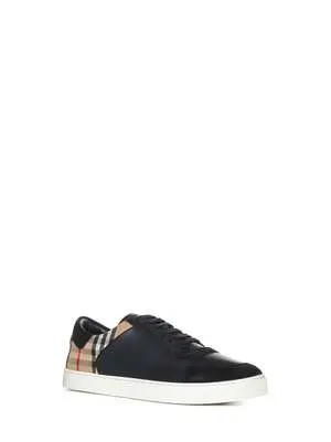 Burberry Stevie Check Canvas And Leather Sneakers By