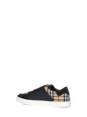Burberry Stevie Check Canvas And Leather Sneakers By