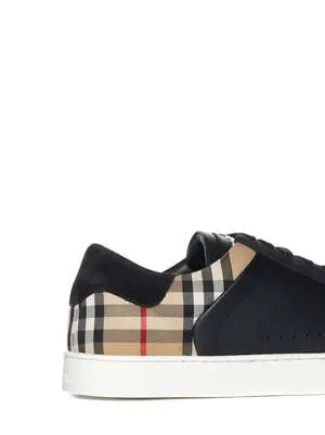 Burberry Stevie Check Canvas And Leather Sneakers By
