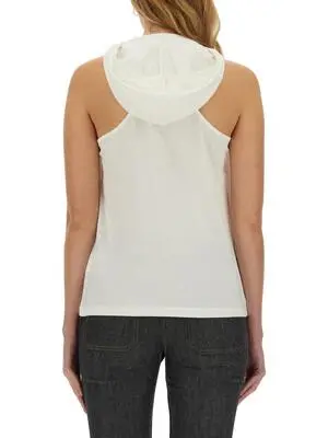 COURREGES Logo Hooded Tank Top - White
