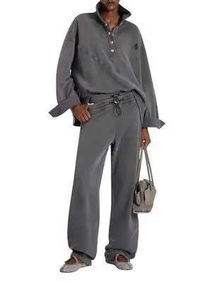 Attico Vintage Cotton Fleece Sweatshirt - Gray