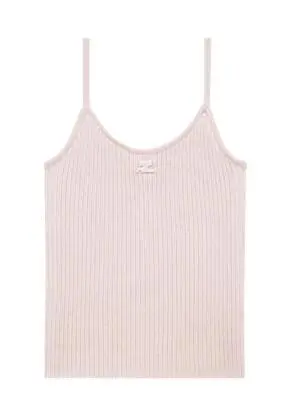 COURREGES Ribbed Knit Logo Tank Top - Multicolor