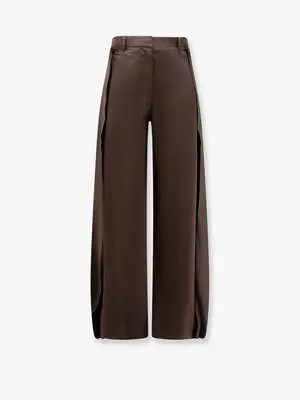 Loewe Cotton And Silk Blend Trousers - Brown