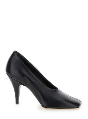 Phoebe Philo Soft 90' Black Décolleté With Square Toe And High Heel In Soft Leather - Multicolor