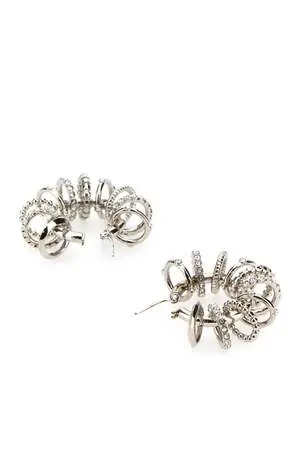 Amina Muaddi Metal Multi Ring Earrings