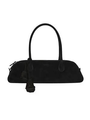Magda Butrym Brigitte Trapeze Bag In Suede With Flower Charm - Black