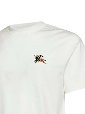 Burberry Chalk White Cotton T-shirt With Knight Patch