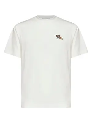 Burberry Chalk White Cotton T-shirt With Knight Patch - Multicolor