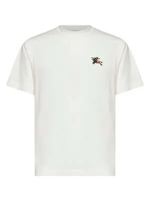 Burberry Chalk White Cotton T-shirt With Knight Patch - Multicolor