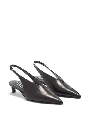 JIL SANDER Leather Pump With Ankle Strap