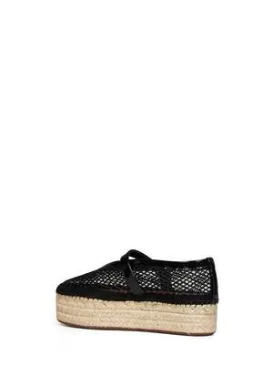 Alaïa Black Fishnet And Patent Leather Wedge Espadrilles - Multicolor