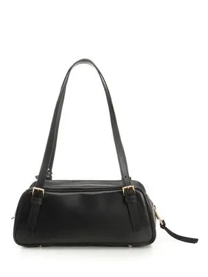 Versace Tag Bowling Bag In Nappa Leather - Black