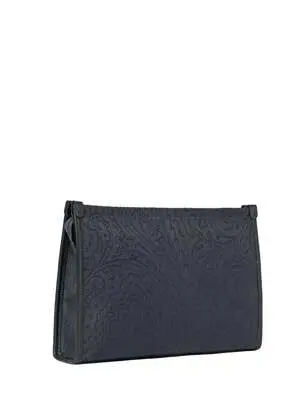 Etro Large Jacquard Nylon Pouch - Blue