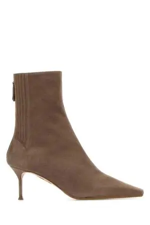AQUAZZURA Dove Grey Suede Saint Honor Ankle Boots - Gray