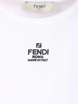 Fendi Ribbed Logo Cropped Top - White