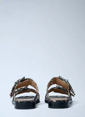 GANNI Buckle Two Strap Sandals - Brown