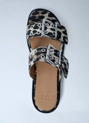 GANNI Buckle Two Strap Sandals - Brown