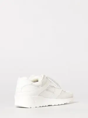 Saint Laurent Bump Leather And Mesh Sneakers - White