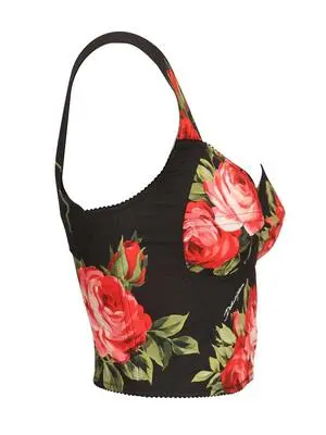 Dolce & Gabbana Rose Bouquet Print Bustier Top