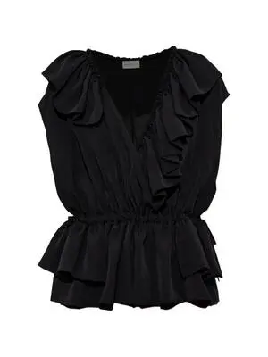 Dries Van Noten Jersey Top With Belt - Black