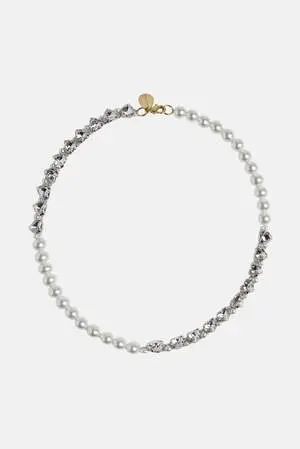 Simone Rocha Pearl & Crystal Heart Necklace - Multicolor