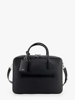 TOM FORD Leather Work Bag With Front Lettering Logo - Black