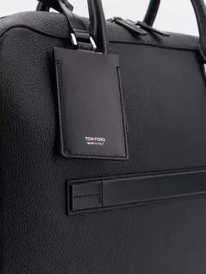 TOM FORD Leather Work Bag With Front Lettering Logo