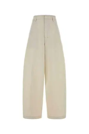 LEMAIRE Ivory Cotton Wide-leg Pant - White