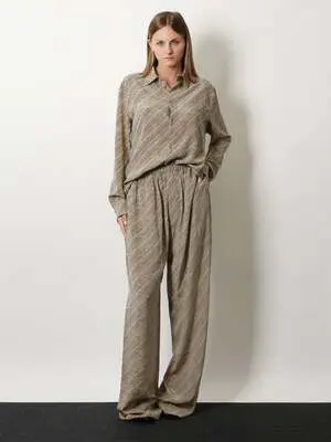 Balenciaga Monogram Silk Trousers