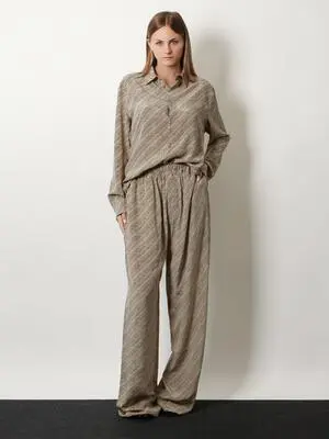 Balenciaga Monogram Silk Trousers - Multicolor