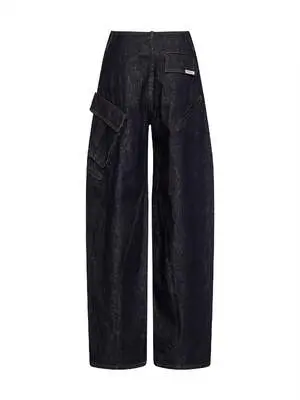 SELF-PORTRAIT Indigo Denim Cargo Jeans