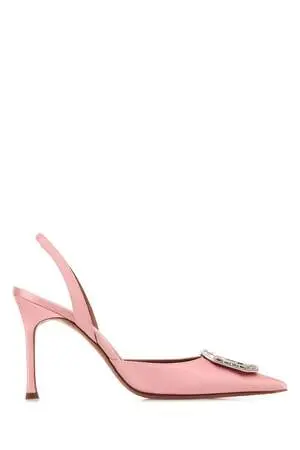 Amina Muaddi Satin Camelia Pumps - Pink