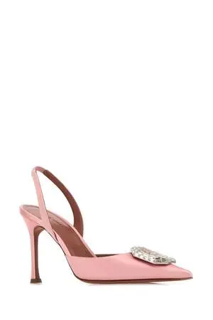Amina Muaddi Satin Camelia Pumps - Pink