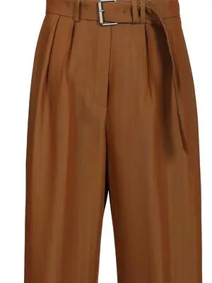 Dries Van Noten Striped Wool Blend Trousers - Brown
