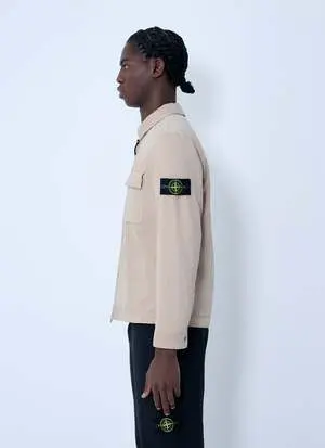 Stone Island Logo Patch Overshirt - Cream