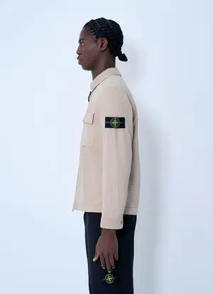 Stone Island Logo Patch Overshirt - Cream