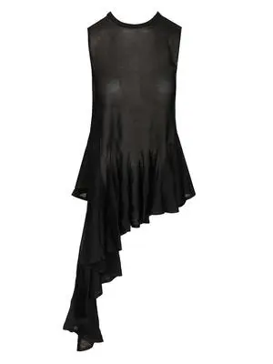 Alaïa Asymmetrical Viscose Knit Top With Godet - Black
