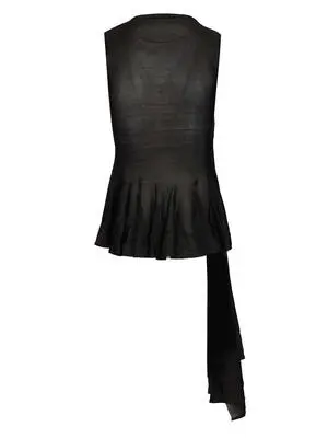 Alaïa Asymmetrical Viscose Knit Top With Godet - Black